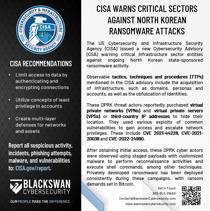 CISA Warns of North Korean Ransomware Attacks - Blackswan Cybersecurity