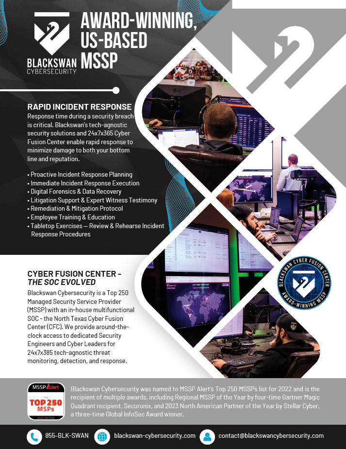 AWARD-WINNING, US-BASED MSSP - Blackswan Cybersecurity